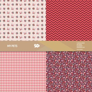 My Pets Digital Paper Pack, Dog Scrapbook Pages, Patterns, Puppy ...
