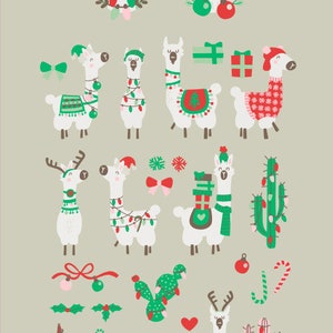 Christmas Llama Clipart, Cactus Clip Art, Alpaca Clipart, Animals Draw ...