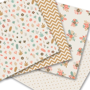 Floral Elements, Bouquets and Wreaths Digital Paper Pack, Scrapbook ...