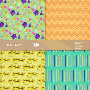 Birthday Party Digital Paper Pack, Anniversary Scrapbook Pages ...