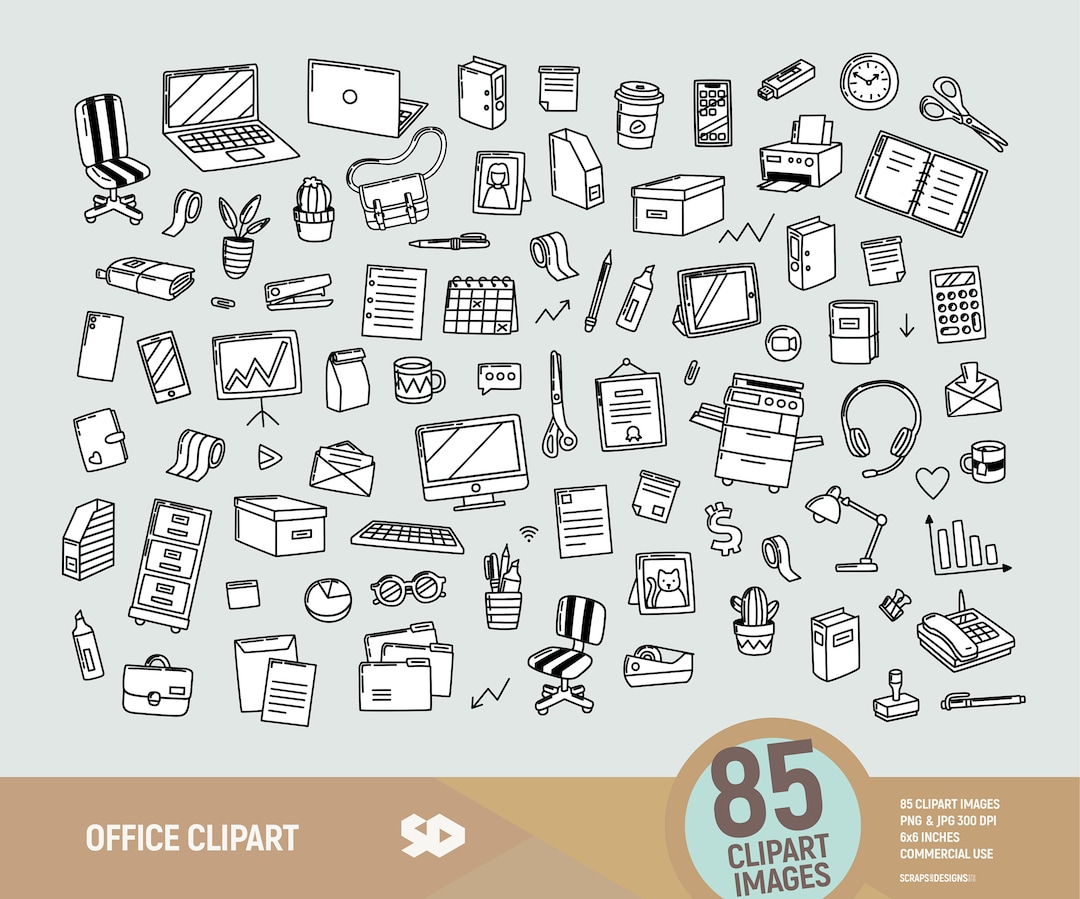 Office Clipart Stamp. Work Stationery Clip Art. Office Supplies ...