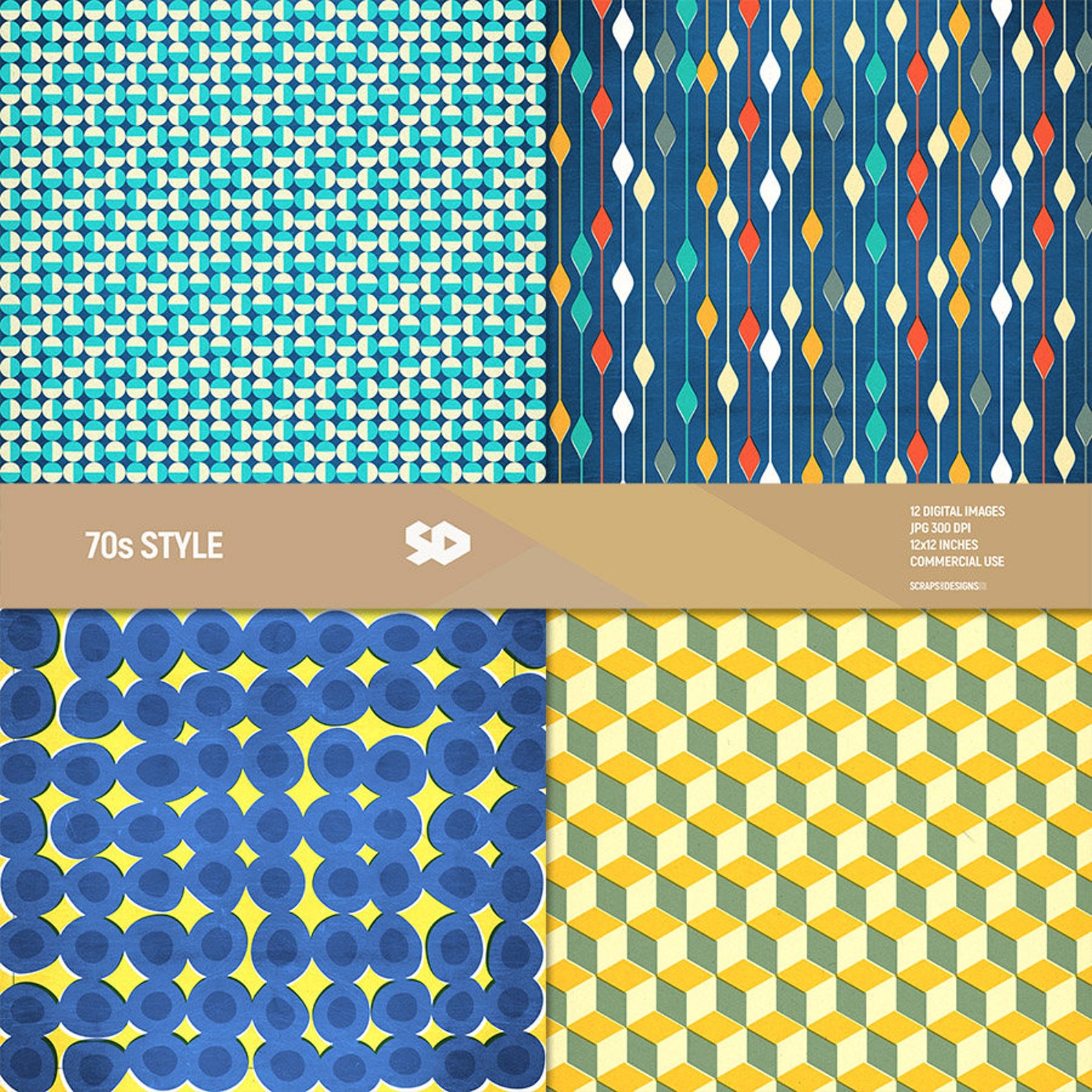 Retro Digital Paper Pack, Mid-century Scrapbook Pages, Scrapbooking ...