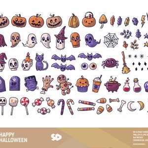 Happy Halloween Clipart, Pumpkin Clip Art, Trick or Treat, Autumn Fall ...