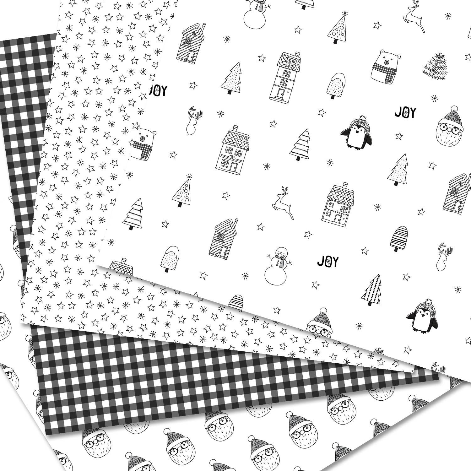 Black and White Christmas Digital Paper, Santa Scrapbook Pages ...