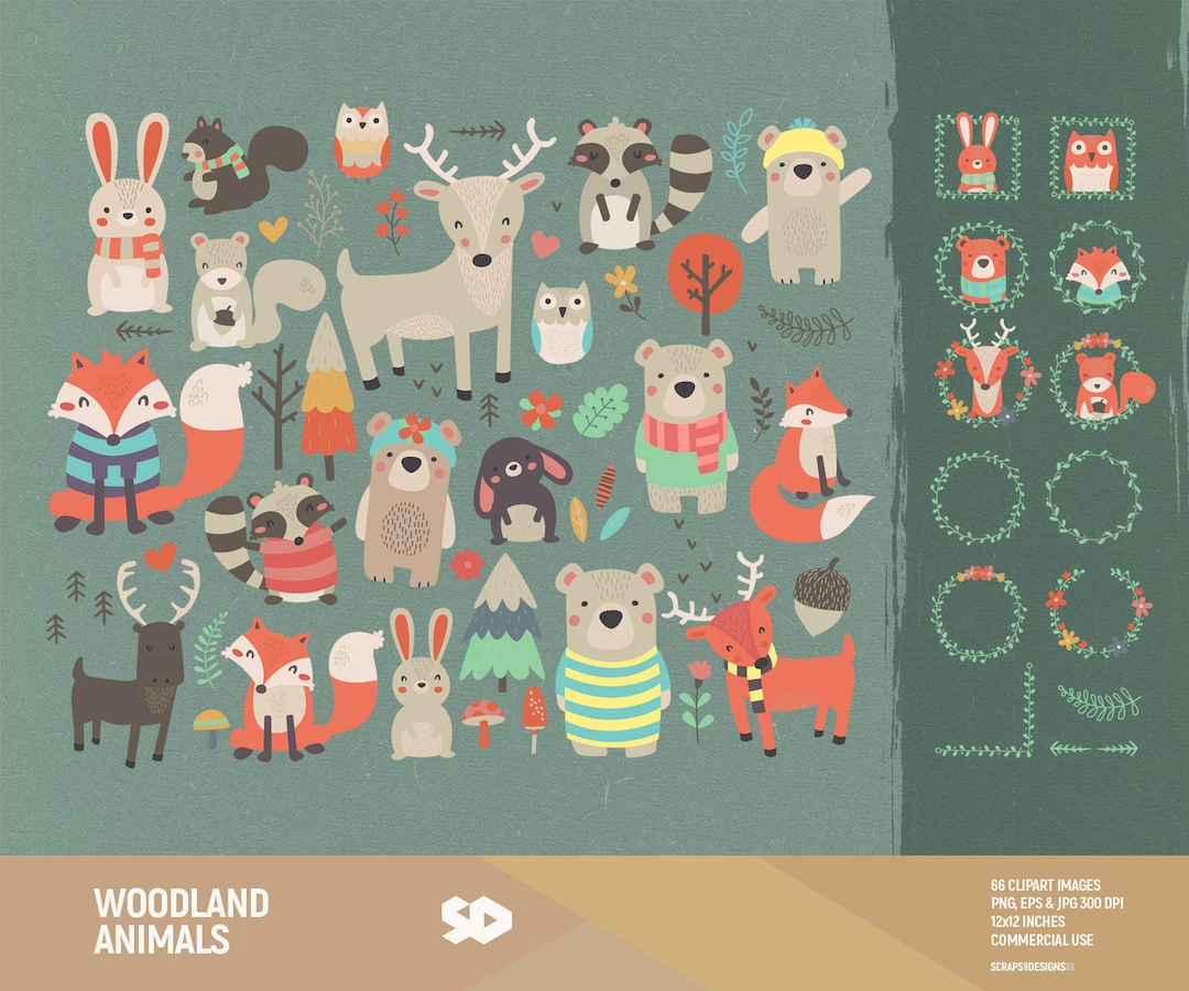 Woodland Animals Clipart, Forest Clip Art, Animals Clipart, Border ...