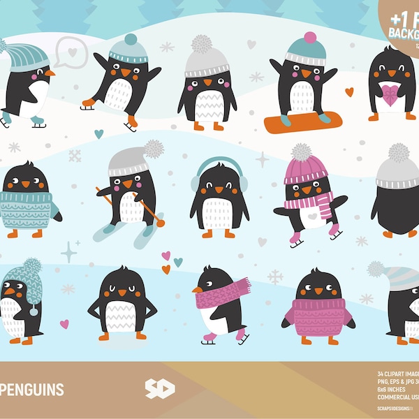 Penguin Clipart - Etsy
