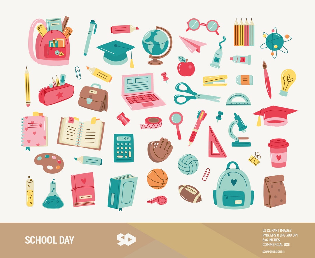 School Day Clipart, Back to School, Teacher Clip Art, Classroom ...