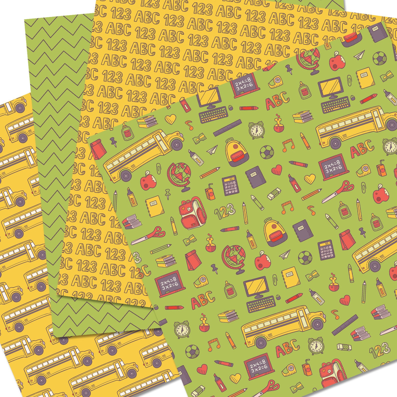 Back to School Digital Paper Pack Teacher Scrapbook Pages - Etsy