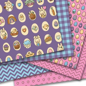 Easter Day Digital Paper, Bunny Scrapbook Pages, Floral Pattern, Spring ...