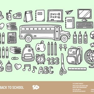 Back to School Clipart Bundle, Teacher Clip Art, Classroom Stamp ...