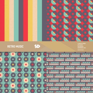 Retro Music Digital Paper Pack, Mid-century Scrapbook Pages ...