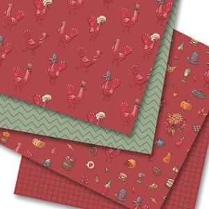 Thanksgiving Day Digital Paper. Turkey Fall Autumn Scrapbooking Pages ...
