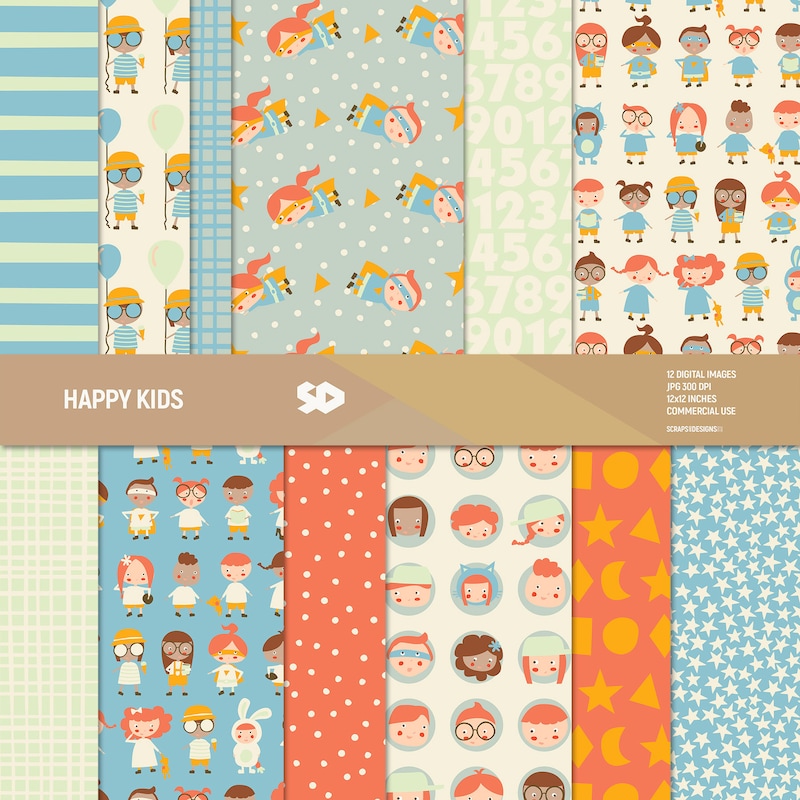 Kids Digital Paper - Etsy