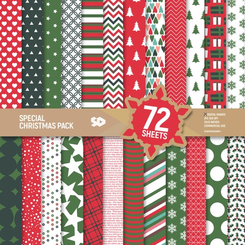 Christmas Digital Paper Noel Pattern COMMERCIAL USE - Etsy