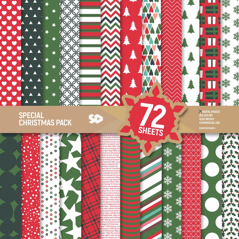 Christmas Digital Paper - Etsy