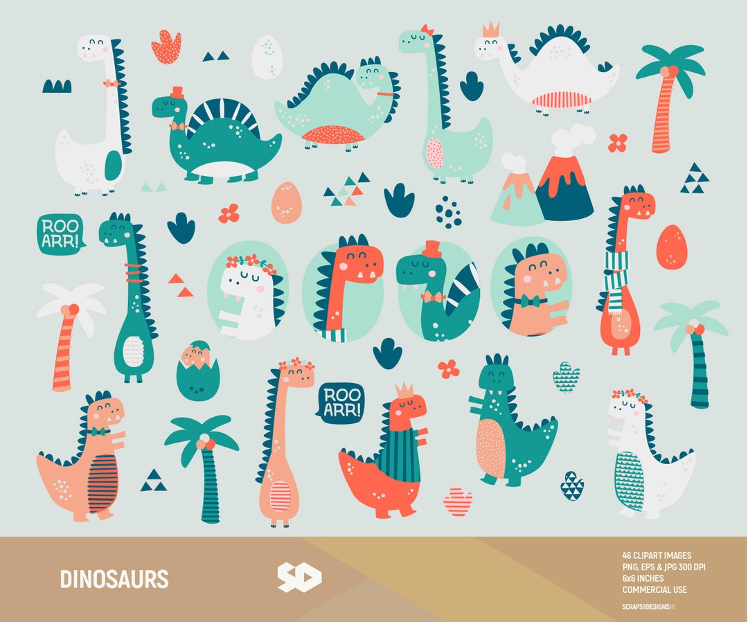 Dinosaurs Clipart, Dino Clip Art, T-rex Clipart, Animals Draw, Raptor ...