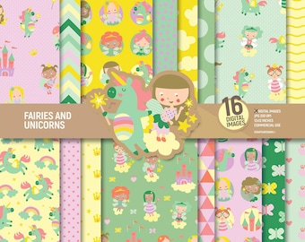Fairies and Unicorns Magical Digital Paper Pack - Etsy