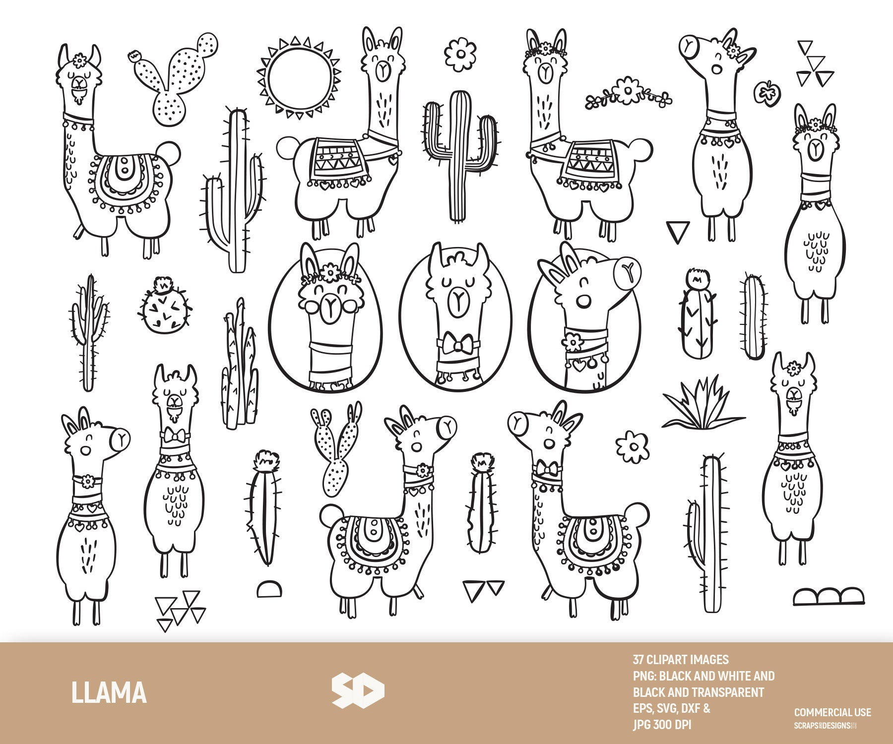 Llama Clipart Black And White