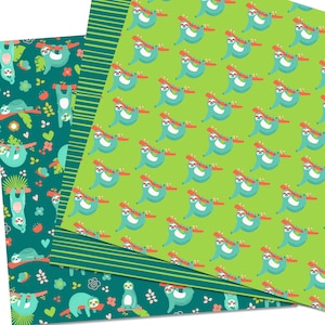Sloths Digital Paper Pack, Sloth Scrapbook Pages, Sloth Patterns ...