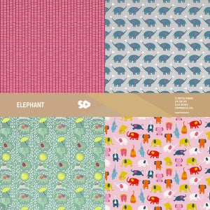 Elephants Digital Paper Pack. Scrapbooking Pages, Baclgroung, Scrapbook ...