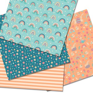 Easter Spring Digital Paper, Bunny Scrapbook Pages, Floral Pattern ...