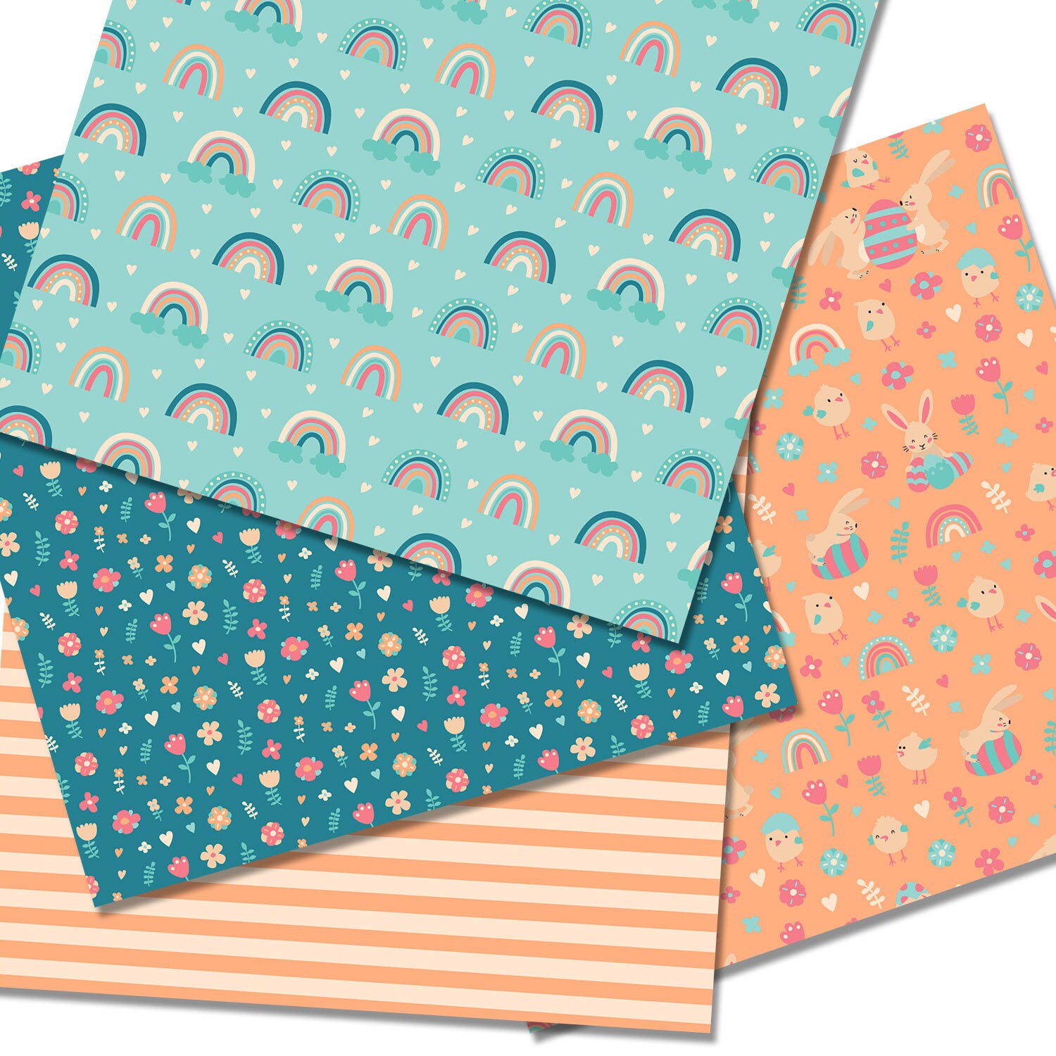 Easter Spring Digital Paper Bunny Scrapbook Pages Floral - Etsy