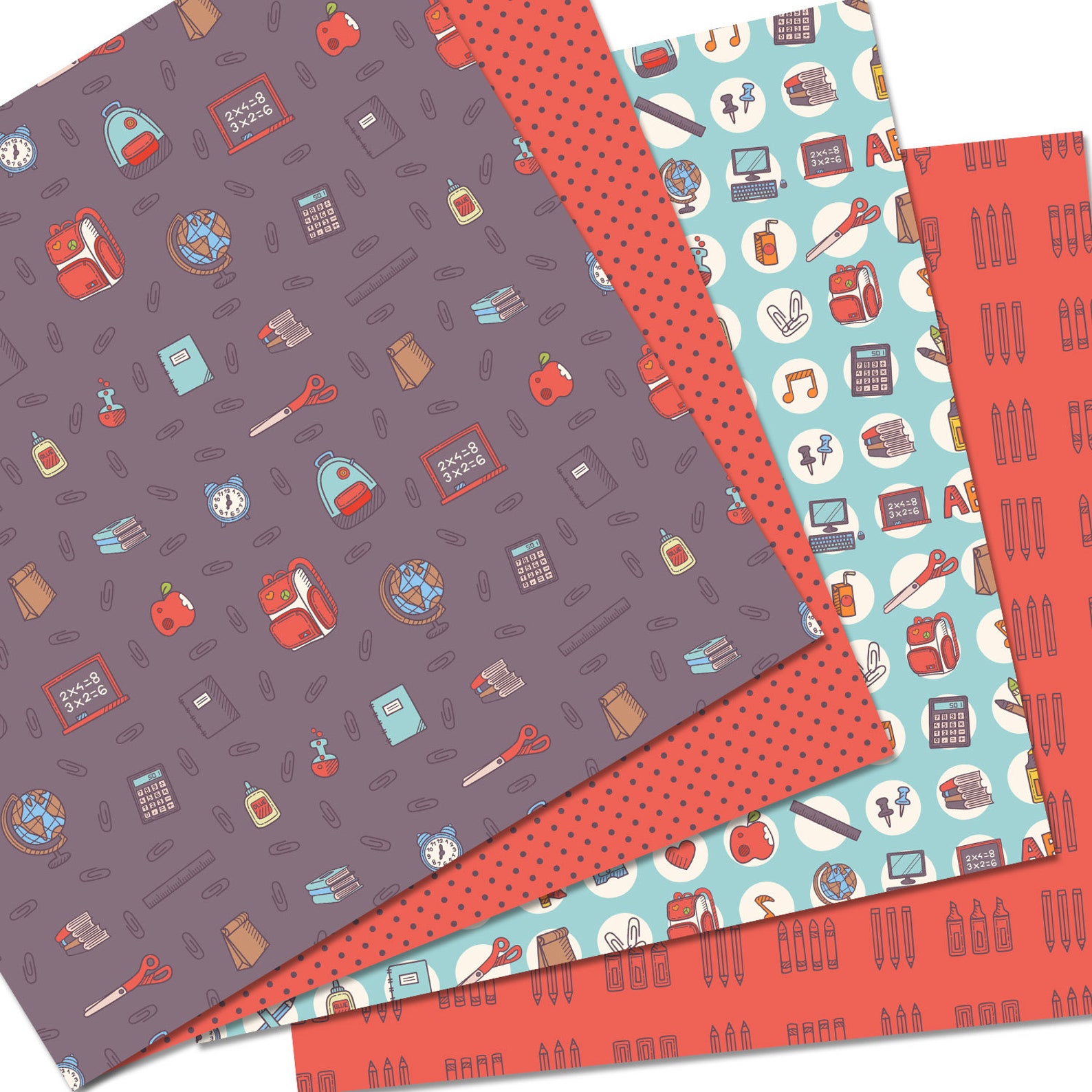Back to School Digital Paper Pack Teacher Scrapbook Pages - Etsy