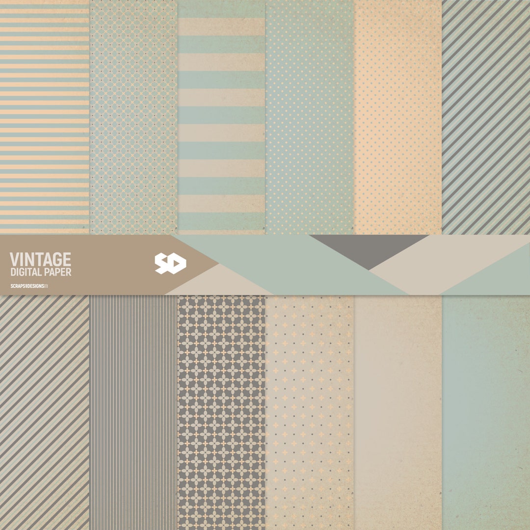 Vintage Digital Paper Pack, Scrapbook Paper, Printable Pages, Patterns ...