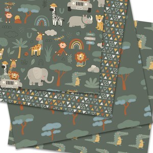 Safari Digital Paper Pack, Tribal Animal Scrapbook Pages, Boho Cute ...