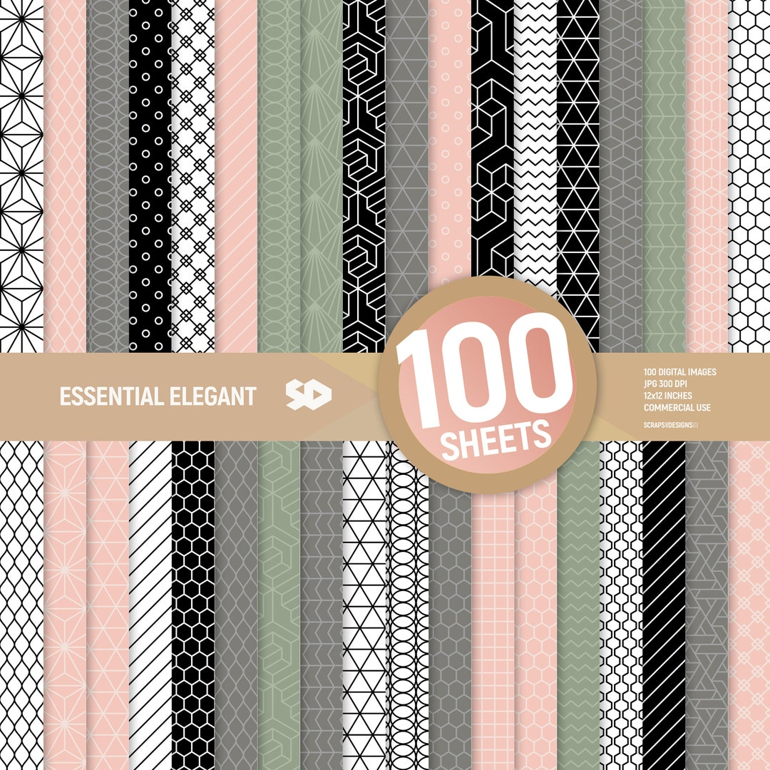 Essential Elegant Digital Paper Pack. 100 Papers. Patterns Scrapbooking ...