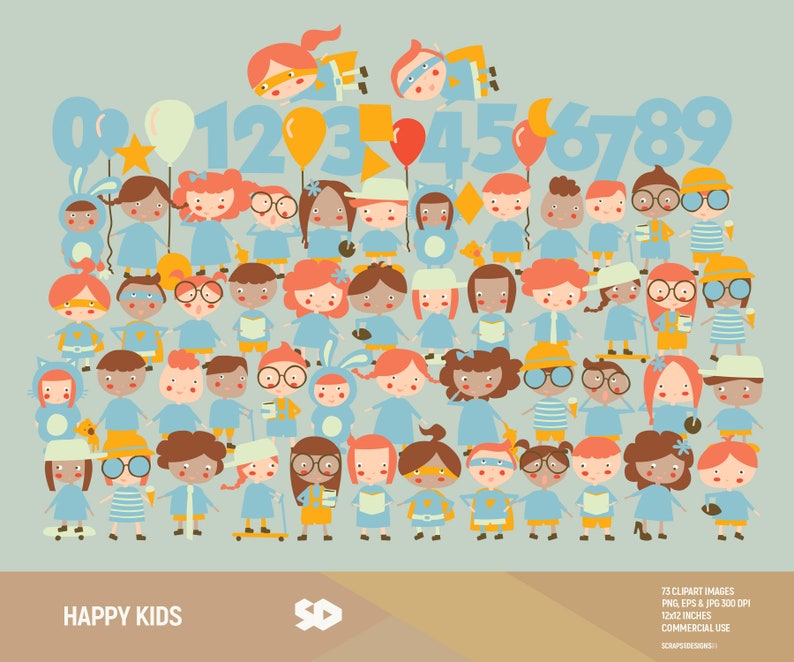 Happy Kids Clipart, Children Clip Art, Boys, Girls, Super Heroe ...