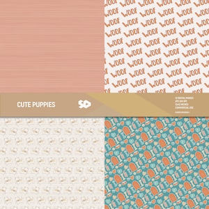 Cute Puppies Digital Paper Pack, Dog Scrapbook Pages, Bobtail Patterns ...