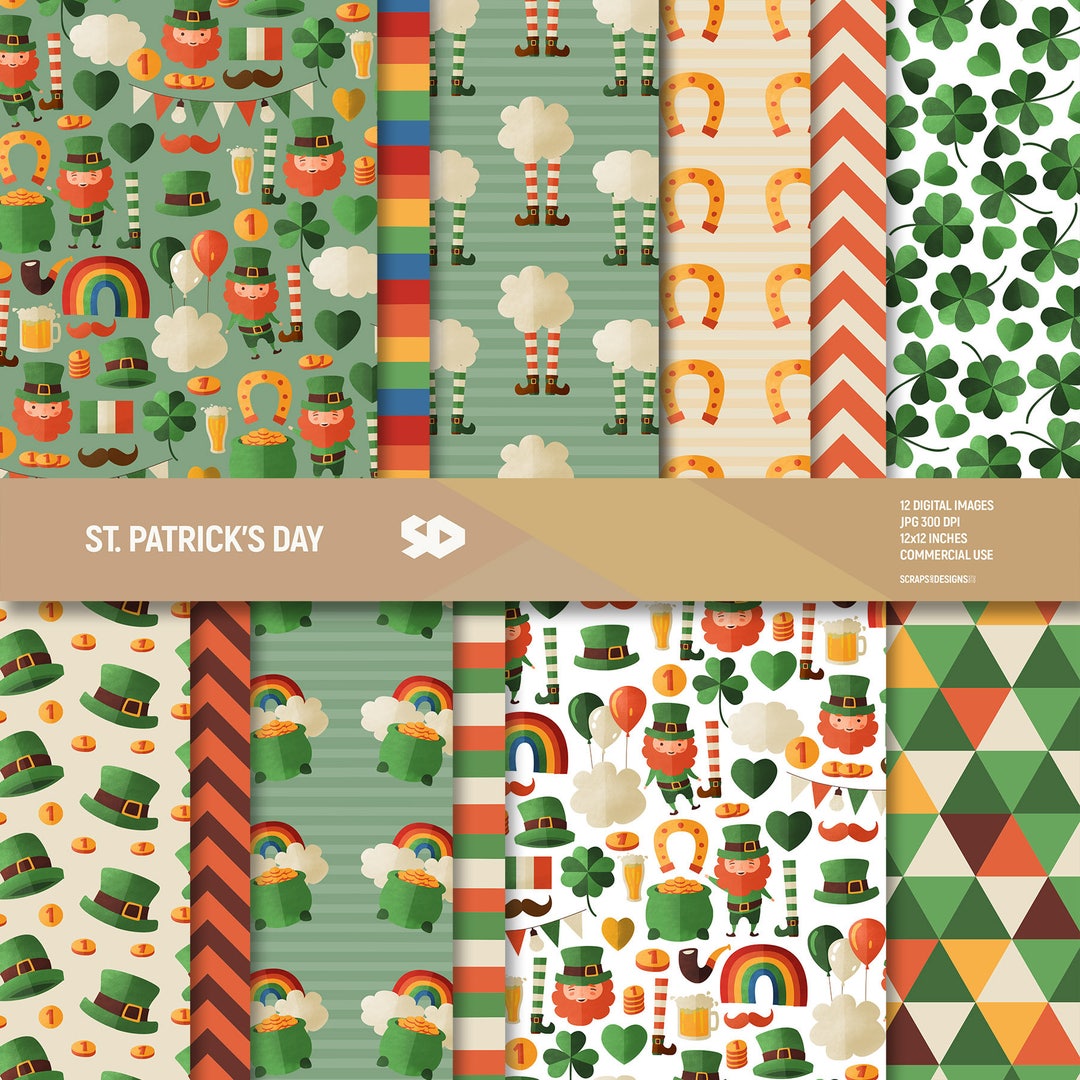 St-patrick's Digital Paper Pack, Saint Patrick Scrapbook Pages ...