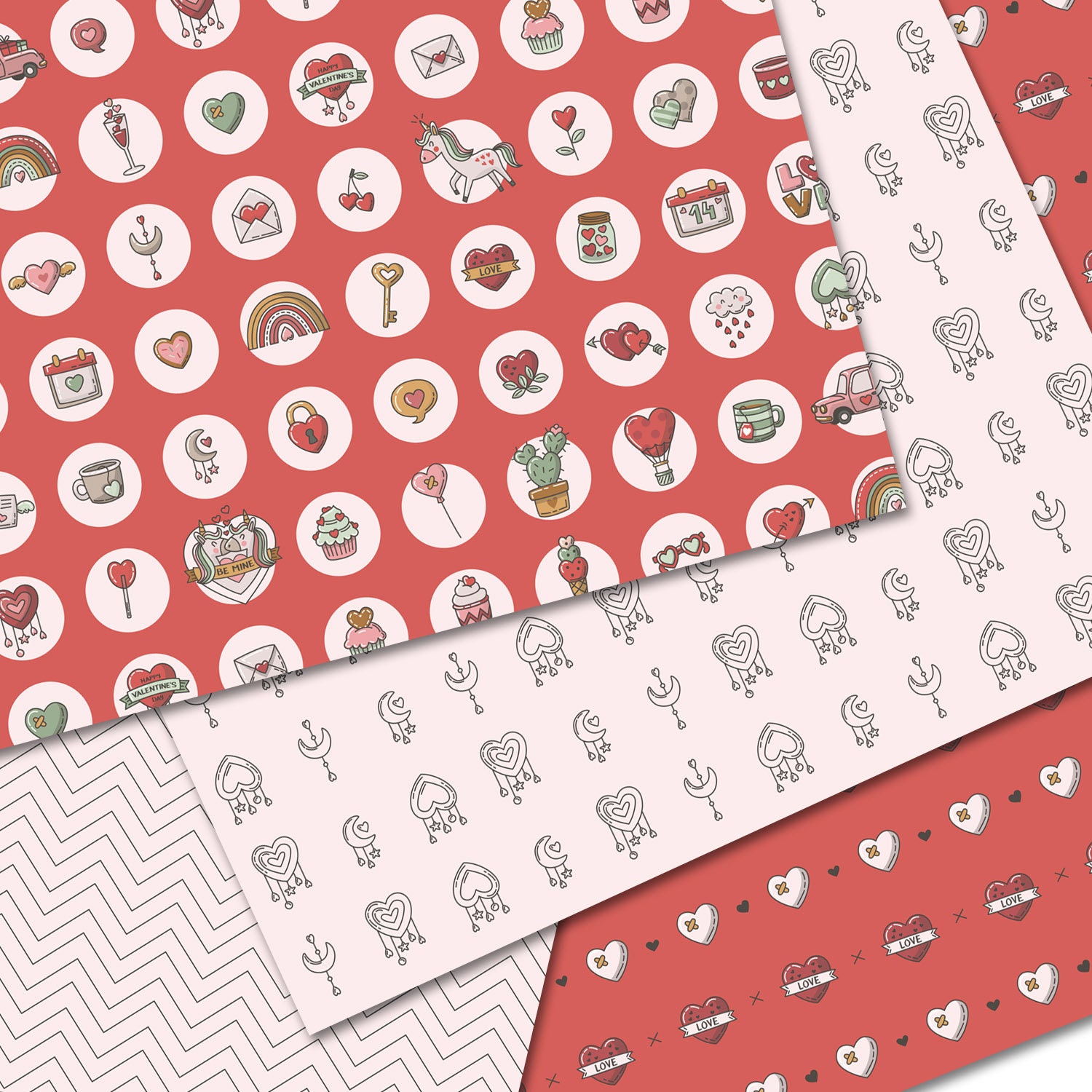 Sweetheart Digital Paper Pack Valentine Scrapbook Pages - Etsy