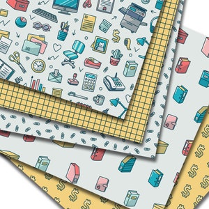Office Digital Paper. Work Stationery Scrapbooking Pages. Desktop ...
