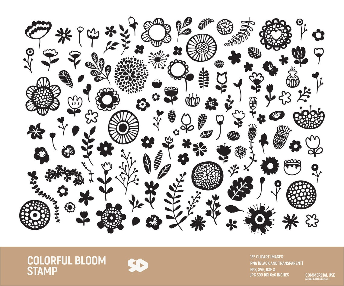 Floral Clipart Bundle Flowers Clip Art Digital Stamp Spring - Etsy