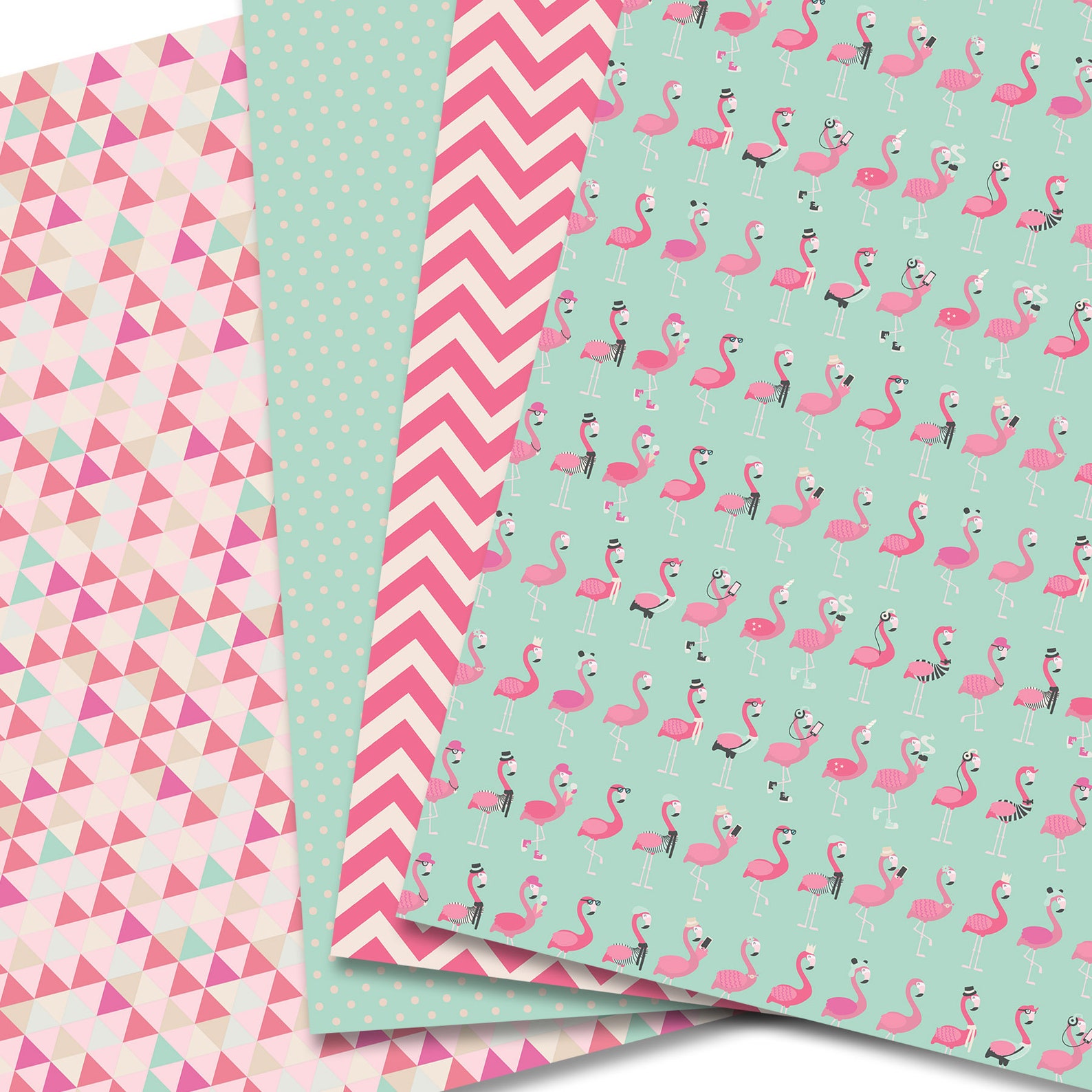 Cool Flamingos Digital Paper Pack. Flamingo Scrapbooking Pages, Summer ...