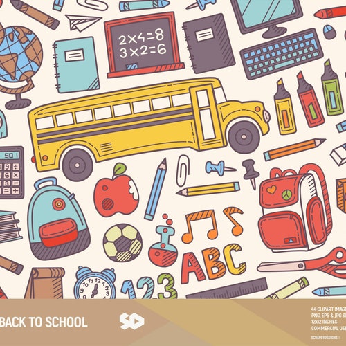 Apple and Pencil Clipart Back to School Teacher and Classroom - Etsy