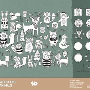 Woodland Animals Clipart Bundle, Forest Clip Art Digital Stamp, Animals ...