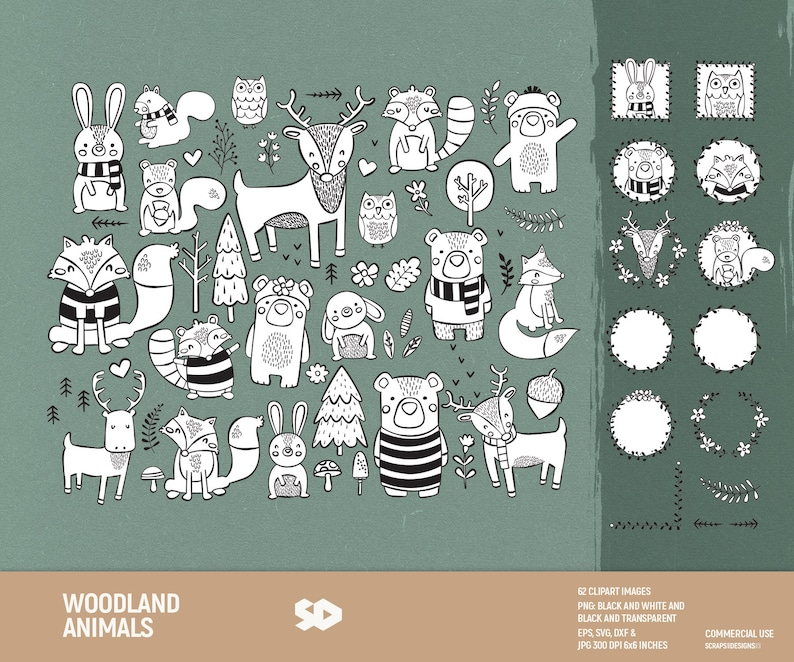 Woodland Animals Clipart Bundle, Forest Clip Art Digital Stamp, Animals ...