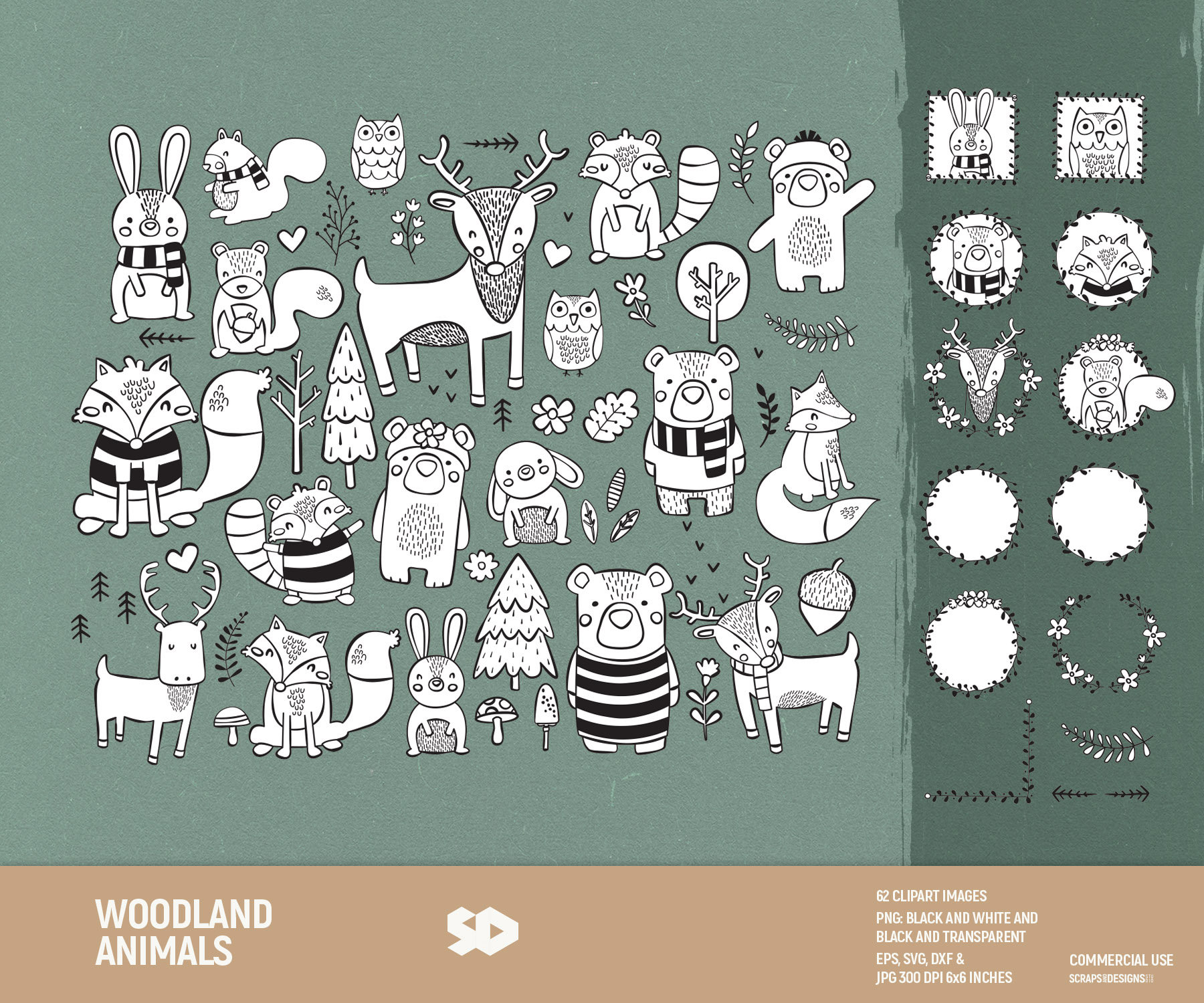 Woodland Animals Clipart Bundle, Forest Clip Art Digital Stamp, Animals ...