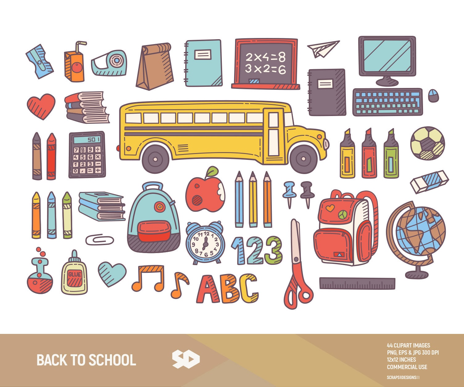 Back to School Clipart, Teacher Clip Art, Classroom Clipart, Backpack ...