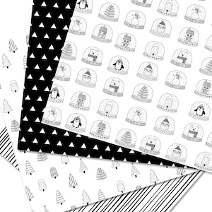 Black and White Christmas Digital Paper, Santa Scrapbook Pages ...
