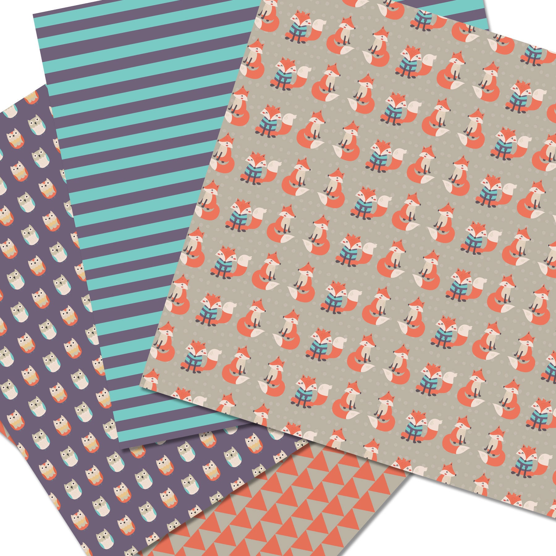 Woodland Digital Paper Pack Animals Scrapbook Pages Forest | Etsy