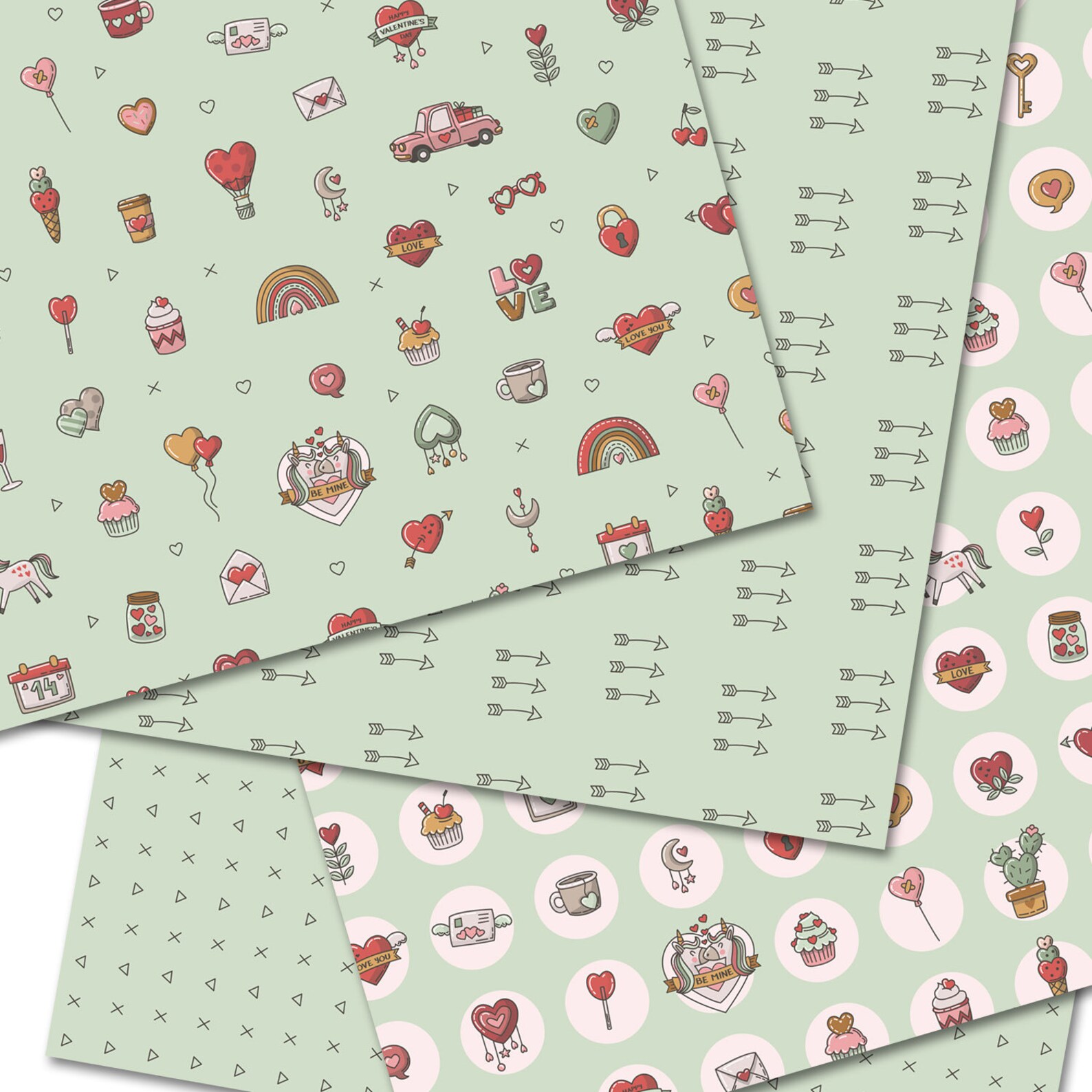 Sweetheart Digital Paper Pack Valentine Scrapbook Pages - Etsy