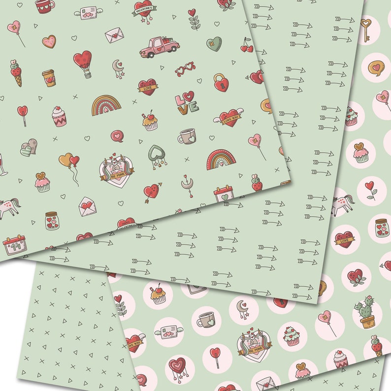 Sweetheart Digital Paper Pack Valentine Scrapbook Pages - Etsy