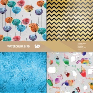 Watercolor Digital Scrapbooking Paper Pack, Floral Watercolor Digital ...