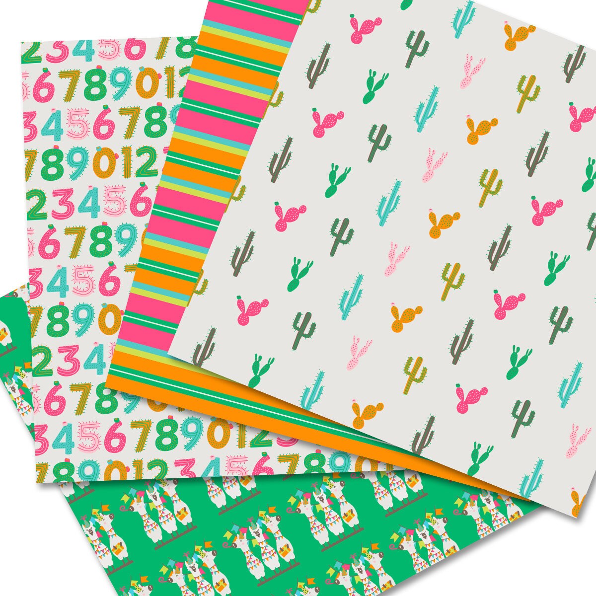 Party Llama Digital Paper Pack Cactus Scrapbook Pages Alpaca | Etsy