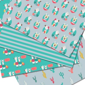 School Llama Digital Paper Pack, Cactus Scrapbook Pages, Alpaca, Kids ...