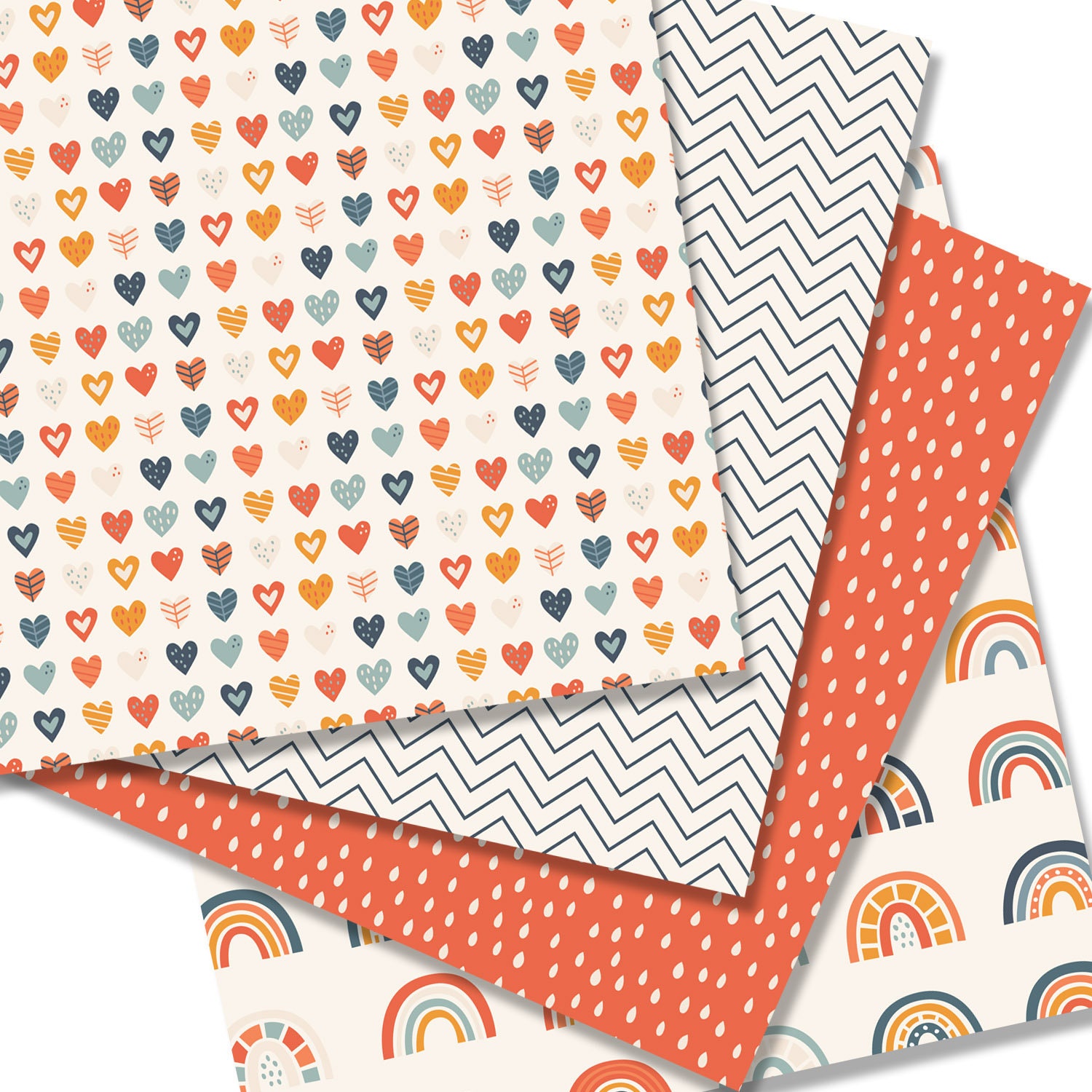 Hello Spring rainbow Digital Paper Clouds Scrapbook Pages | Etsy